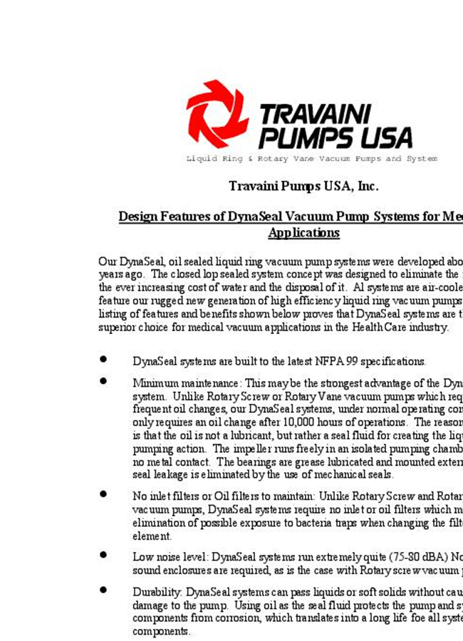 Travaini Pumps - Model TRVK 1500 - Single Stage Liquid Ring Vacuum Pump ...