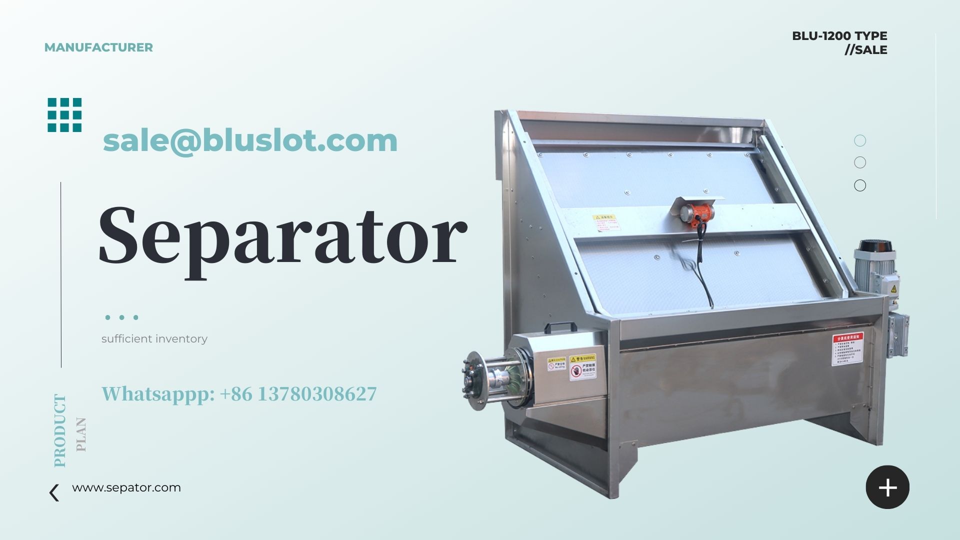 Bluslot 2 Slope Screen Type Pig Manure Dewatering Machine