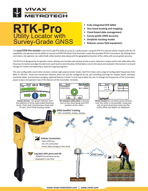 Vivax-Metrotech - Model vLoc3 RTK-Pro - Utility Locating and Mapping ...
