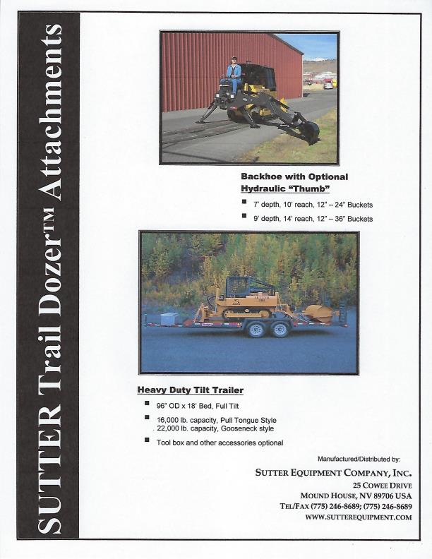 Sutter - Trail Dozer Attachments - Datasheet