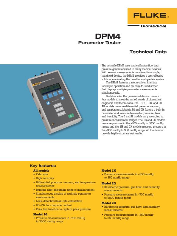 Model DPM4 - Vacuum Pressure Tester - Datasheet