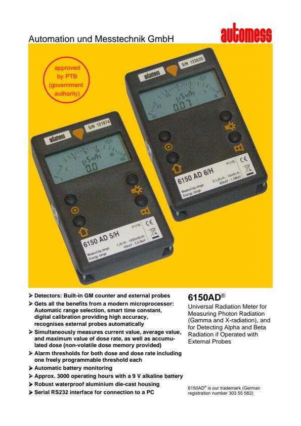 Automess - Model 6150AD - Dose Rate Meter - Brochure