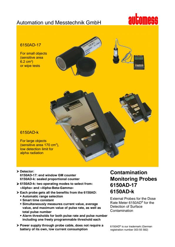 Automess - Model 6150AD-17 - Contamination Detection Probes - Brochure