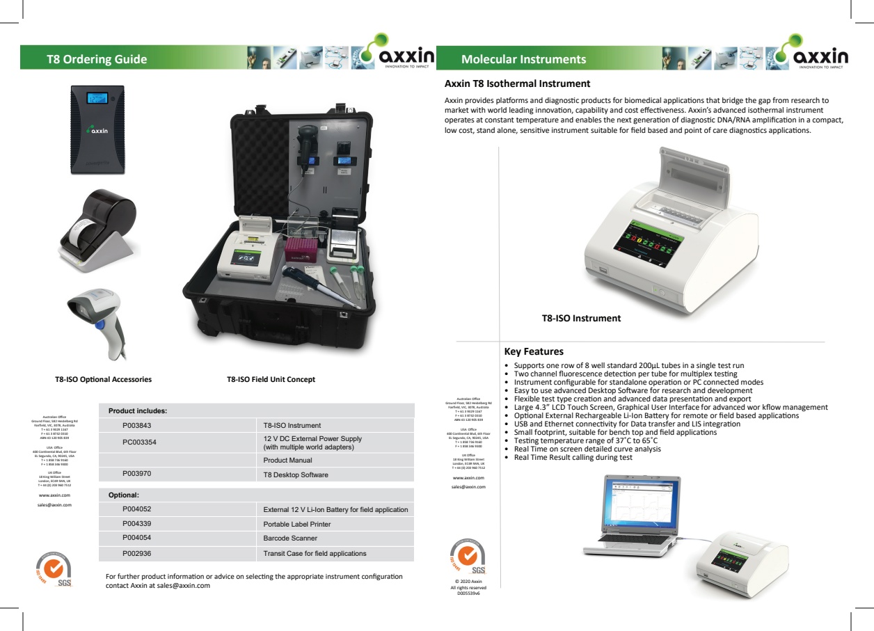 AXXIN - Model T8-ISO - Isothermal Instrument - Brochure