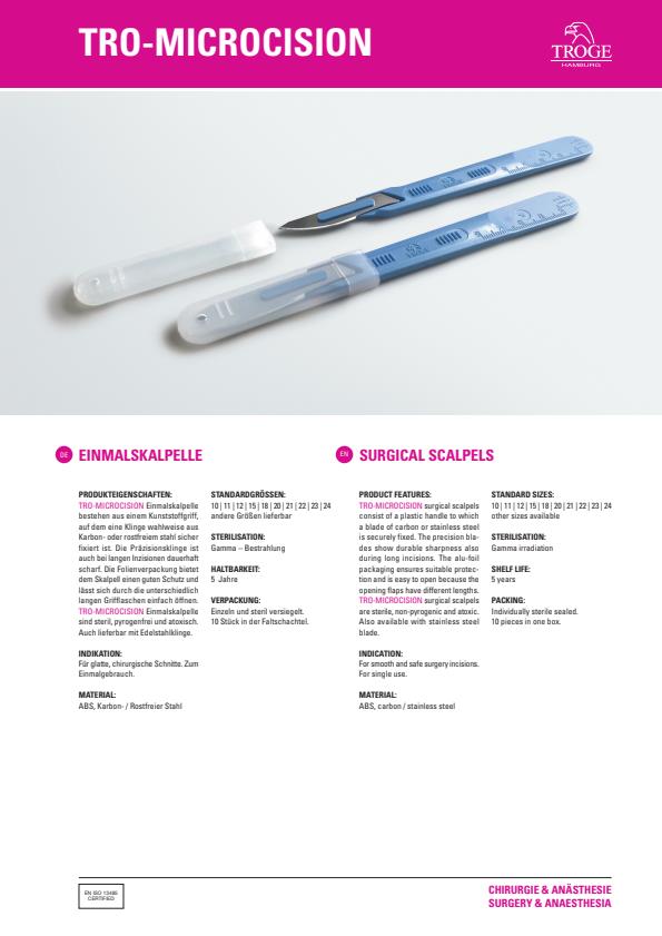 Tro-Microcision - Surgical Scalpels - Brochure