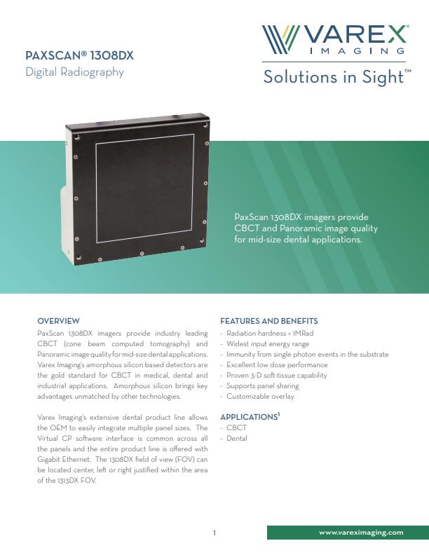 PaxScan - Model 1308DX - Digital Radiography - Datasheet