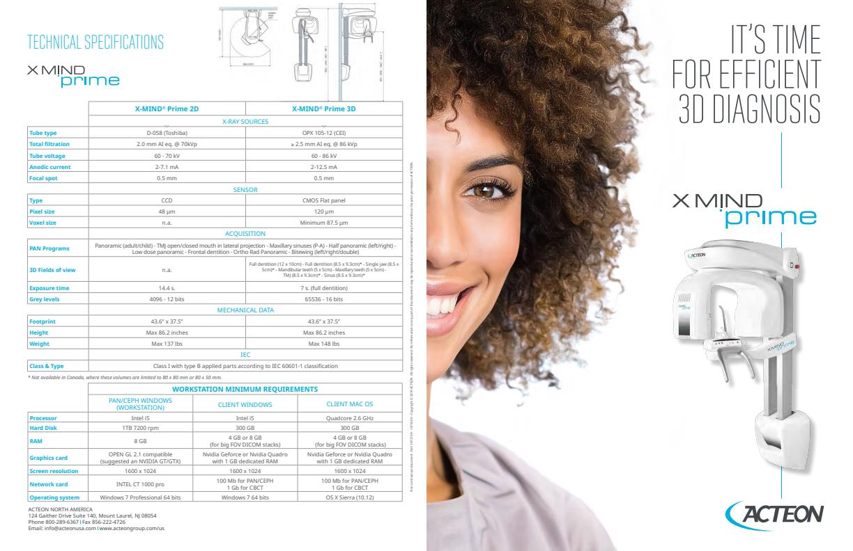 Acteon - Model X-MIND Prime - CBCT Digital Imaging Device - Brochure