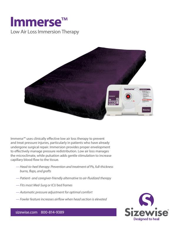 Sizewise - Model Immerse - Full-Body Therapeutic Mattress System Brochure