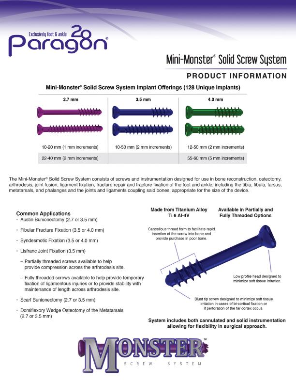 Mini-Monster - Solid Screw System - Brochure