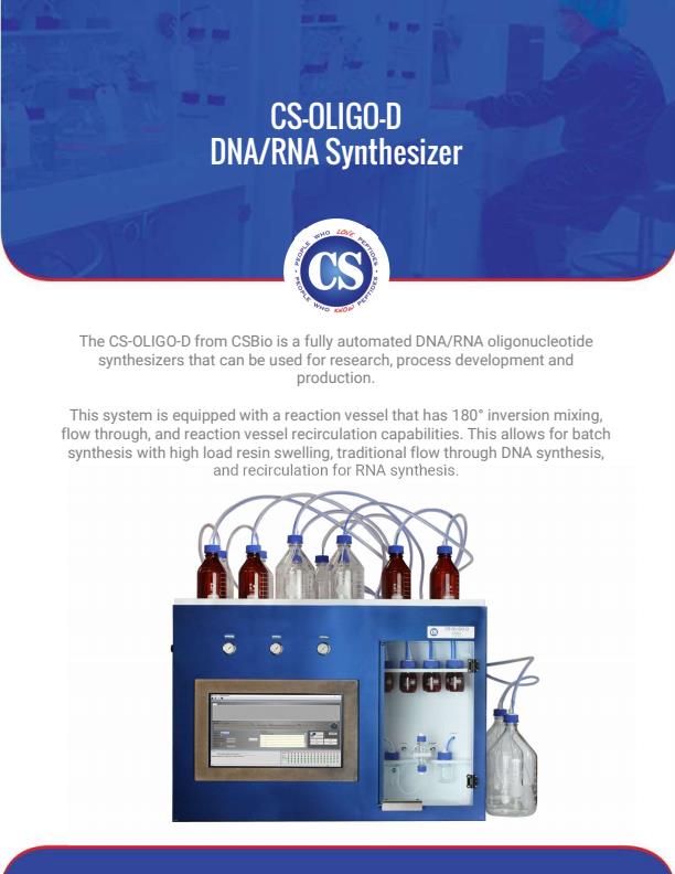 CSBio - Model CS-OLIGO-D - Automated DNA/RNA Synthesizer Brochure