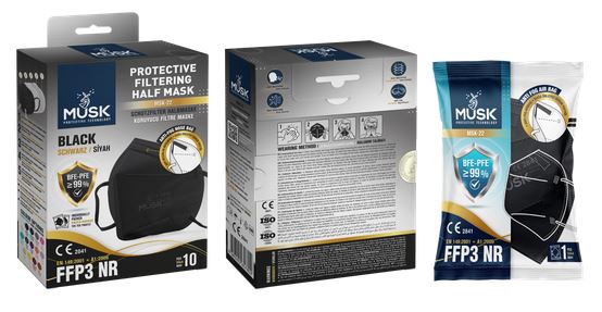 Musk MSK-22 Black - FFP3 NR Disposable Folded Respirator