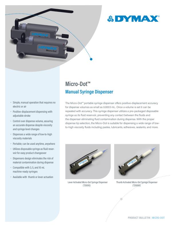 Micro-Dot - Hand-Held Manual Syringe Dispenser - Brochure