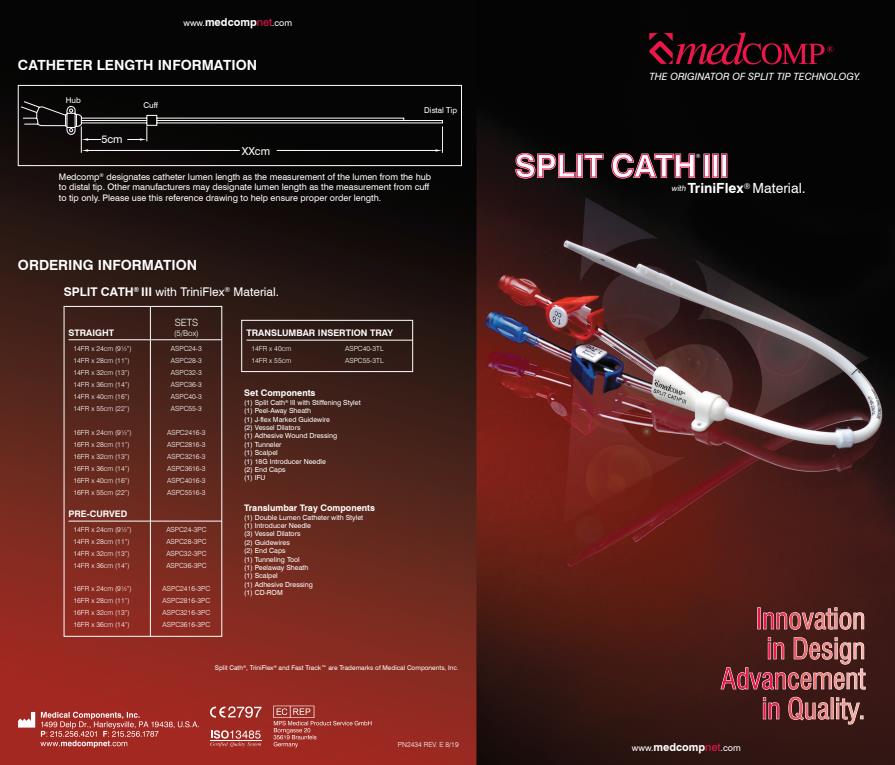 Split Cath - Long Term Hemodialysis Catheter - Brochure