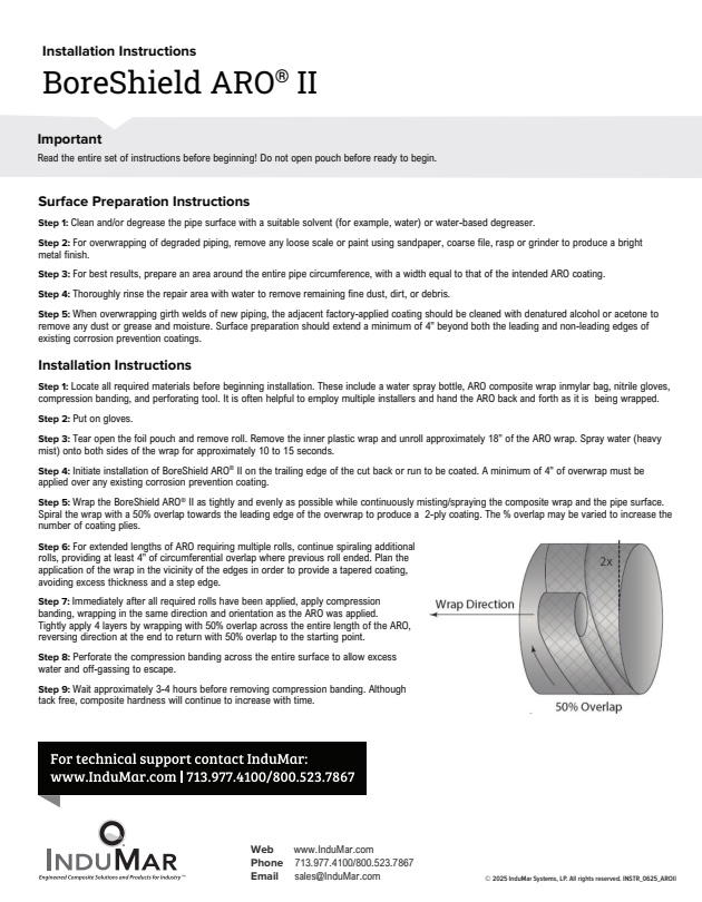 InduMar - Model ARO II - Bore Shield - Installation Instructions- Brochure