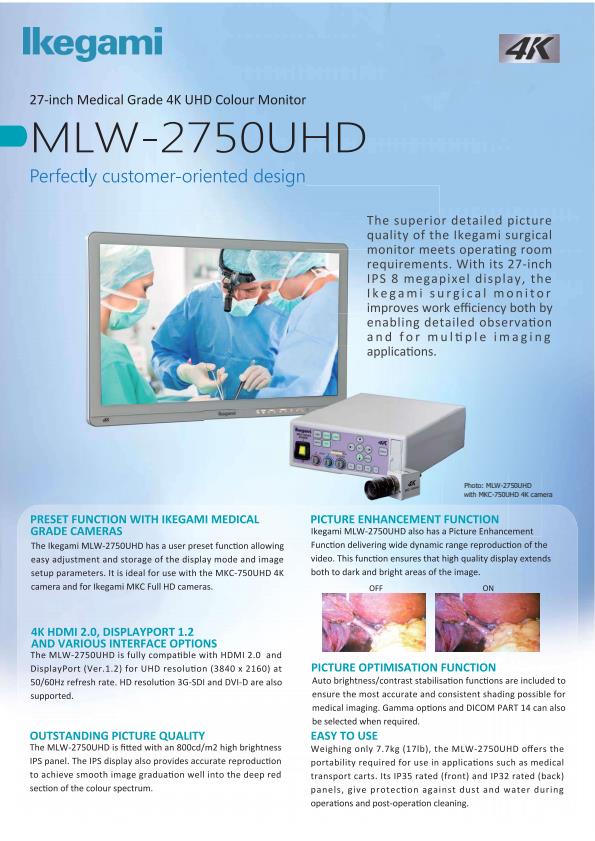 Ikegami - Model MLW-2750UHD - 27-Inch Medical Grade 4K UHD WDR Colour ...