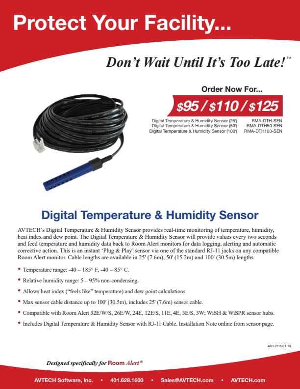 AVTECH - Model RMA-DTH-SEN/RMA-DTH50-SEN/RMA-DTH100-SEN - Digital ...