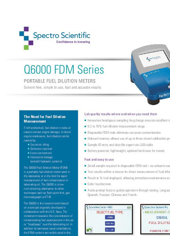 Ametek Spectro - Model FDM 6000 - Portable Fuel Dilution Meter - Brochure