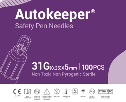 AutoKeeper - 31G(0.25mm) x 5mm - Safety Pen Needle - Safety ...