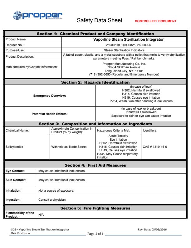 Vapor Line - Model Type 5 - Steam Chemical Integrator - Brochure