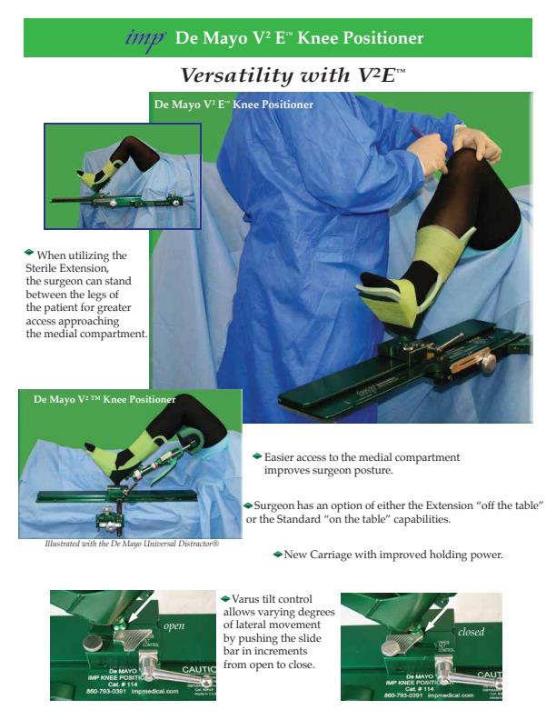 De Mayo V2E Knee Positioner - Brochure