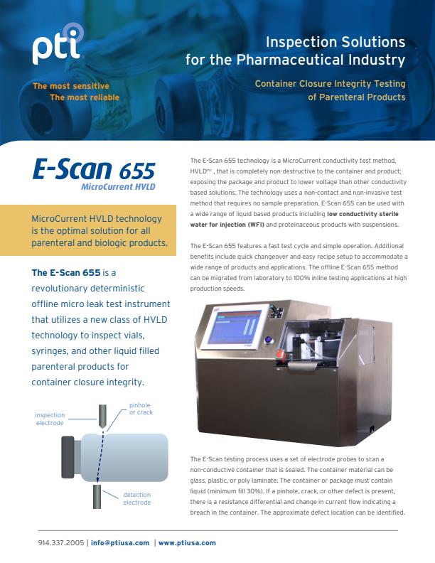 E-Scan - Model 655 - Offline Micro Leak Test Instrument Brochure