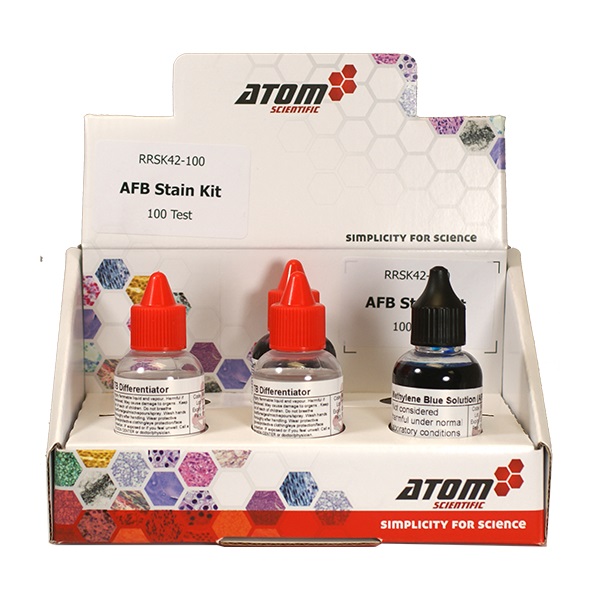 Atom Scientific RRSK42-100 AFB Stain Kit (Methylene Blue Counterstain)