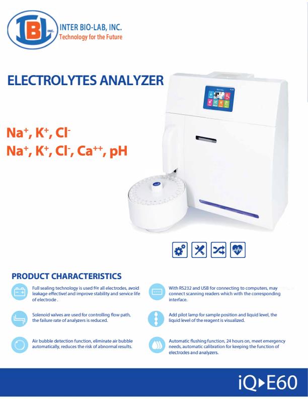 IBL - Model iQ-E60T - Electrolytes Analyzer - Brochure