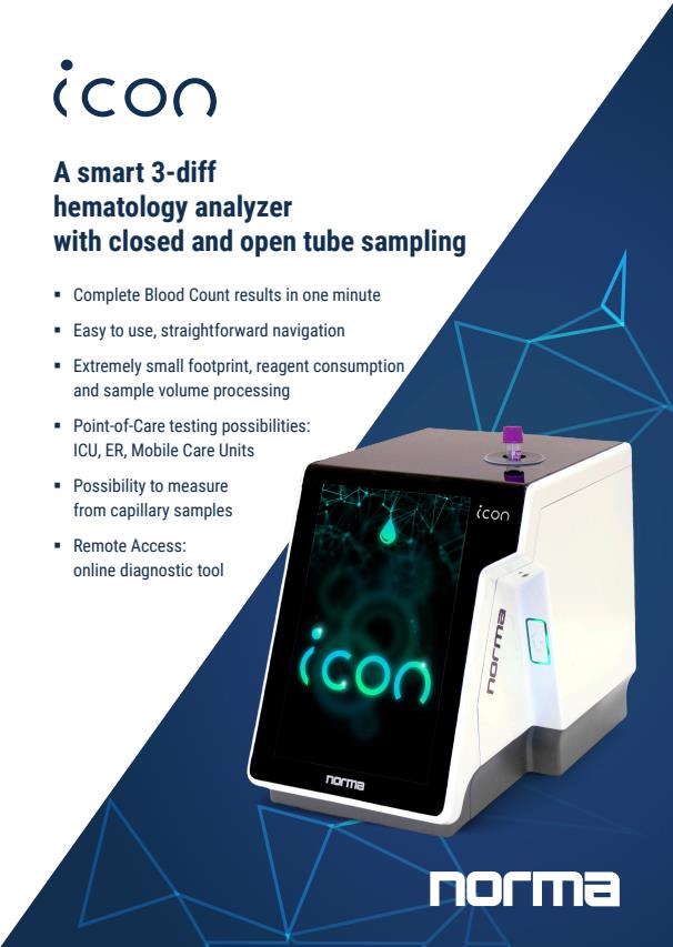 Norma - Model Icon-3 - Smart, 3-part Differential Hematology Analyzer ...
