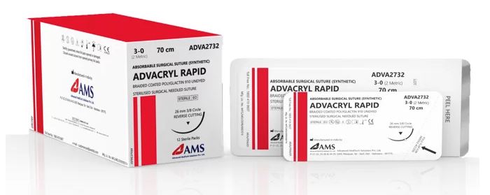 ADVACRYL RAPID Polyglactin 910 Fast Absorbing Braided Coated Synthetic ...