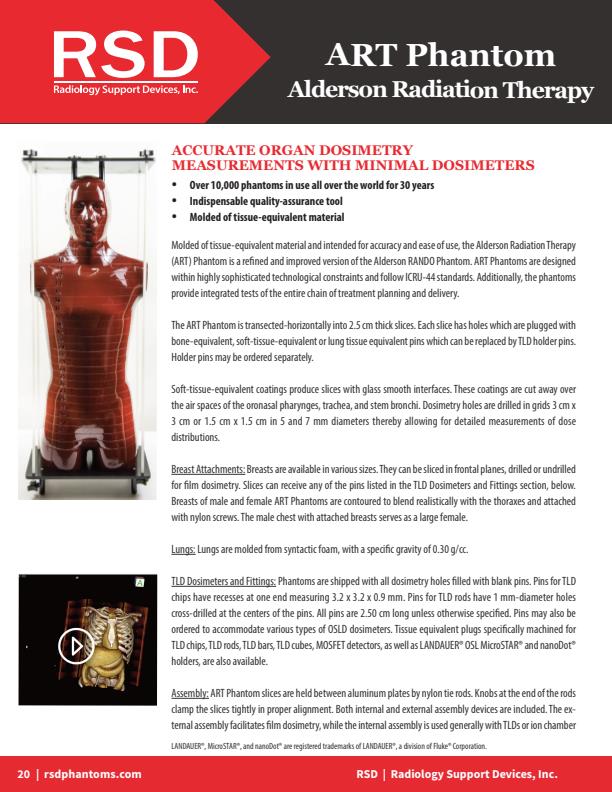 RSD - Model Phantom - Alderson Radiation Therapy (ART) Device Datasheet
