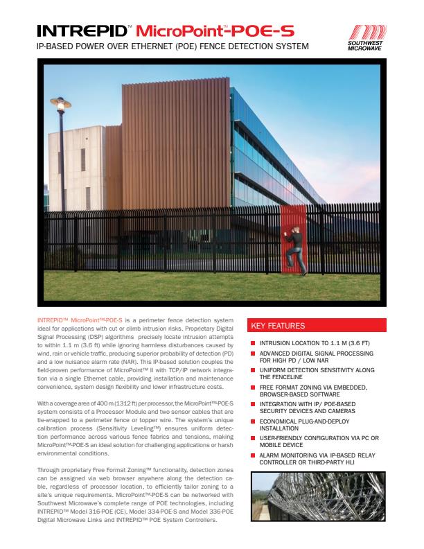 INTREPID - Model MicroPoint-POE-S - IP-based Perimeter Fence Detection ...