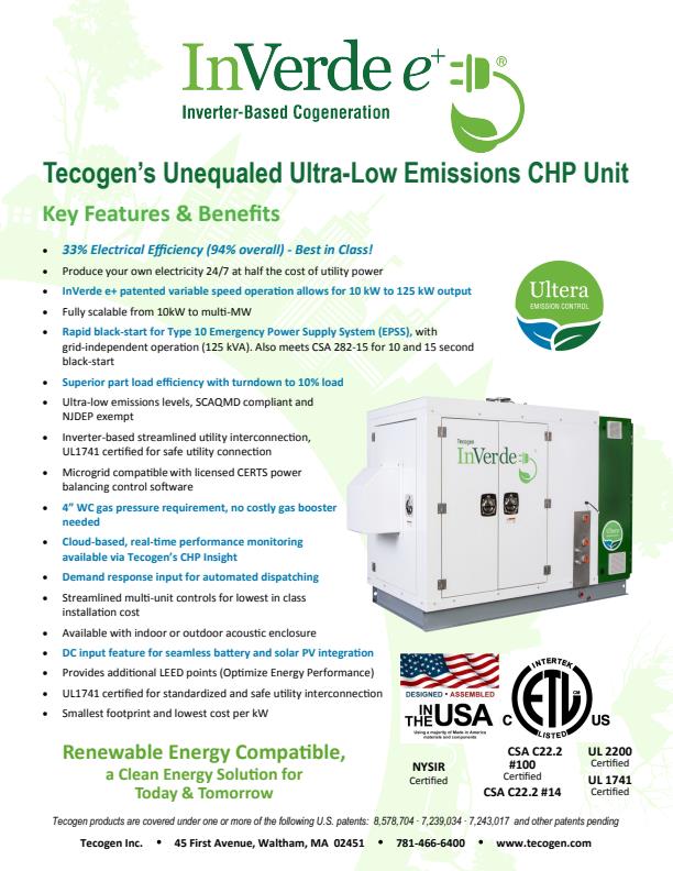 Tecogen InVerde - Model e+ - Clean Natural Gas Engine-Driven ...