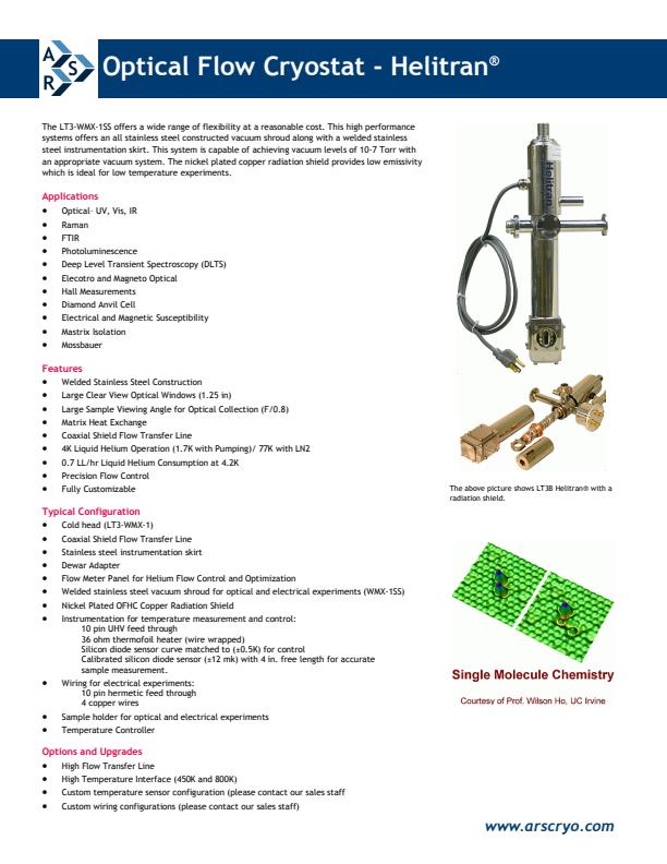ARS - Model LT3 - Helium Flow Cryostat - Brochure