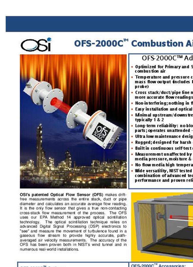 OSi - Model OFS-2000C - Optical Flow Sensor (OFS) - Combustion Air Flow ...