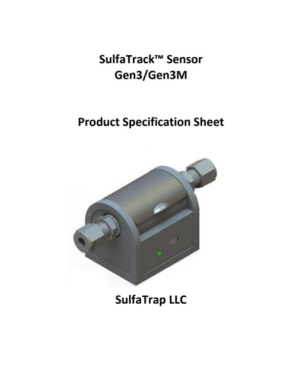 SulfaTrap - Model SulfaTrack - Remote Monitoring Sensor Datasheet