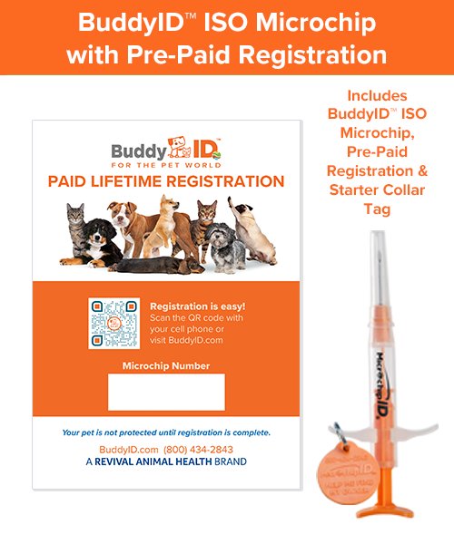 Buddyid ISO Microchip With Pre-Paid Registration