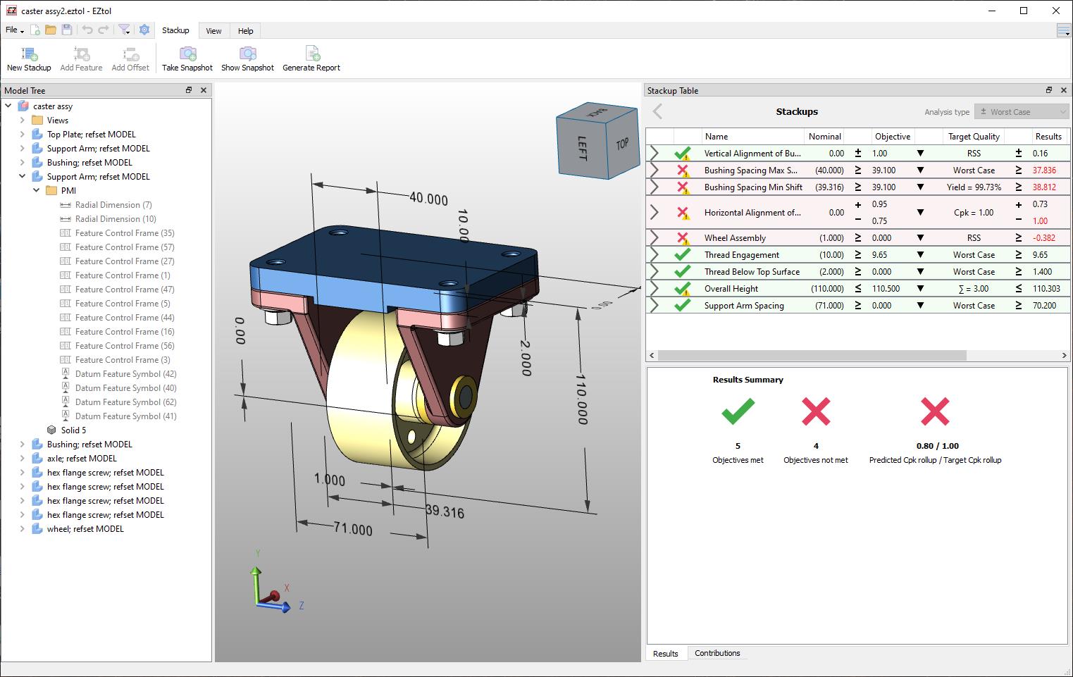 EZtol 1-Dimensional Tolerance Stackup Analysis Program
