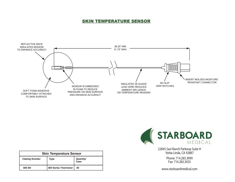 Starboard Medical Skin Temperature Sensor - Data Sheet