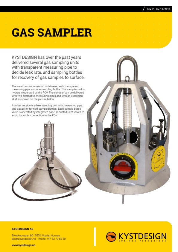 Kystdesign - Gas Sampling Unit for Underwater Leak Detection - Brochure