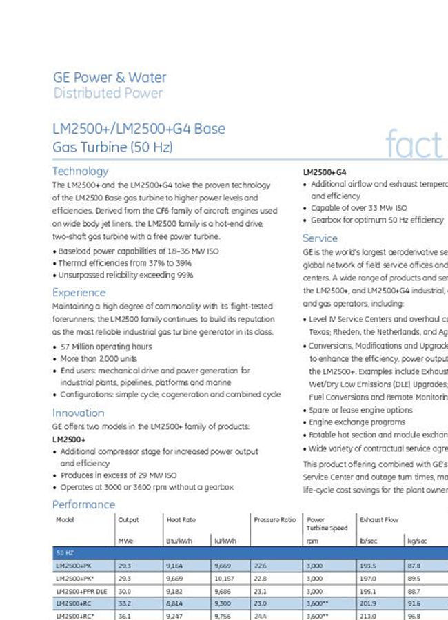 LM2500+G4 Fact Sheet