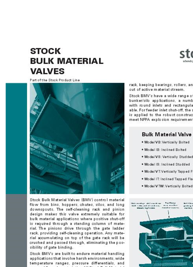 Stock Bulk Material Valves (US Version) - Data Sheet