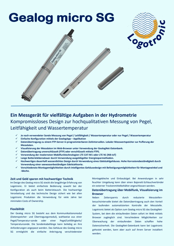 Logotronic - Model Gealog micro SG - Communication Module - Brochure