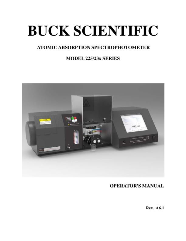 Buck Scientific - Model 225/23x Series - Atomic Absorption Spectrometer ...