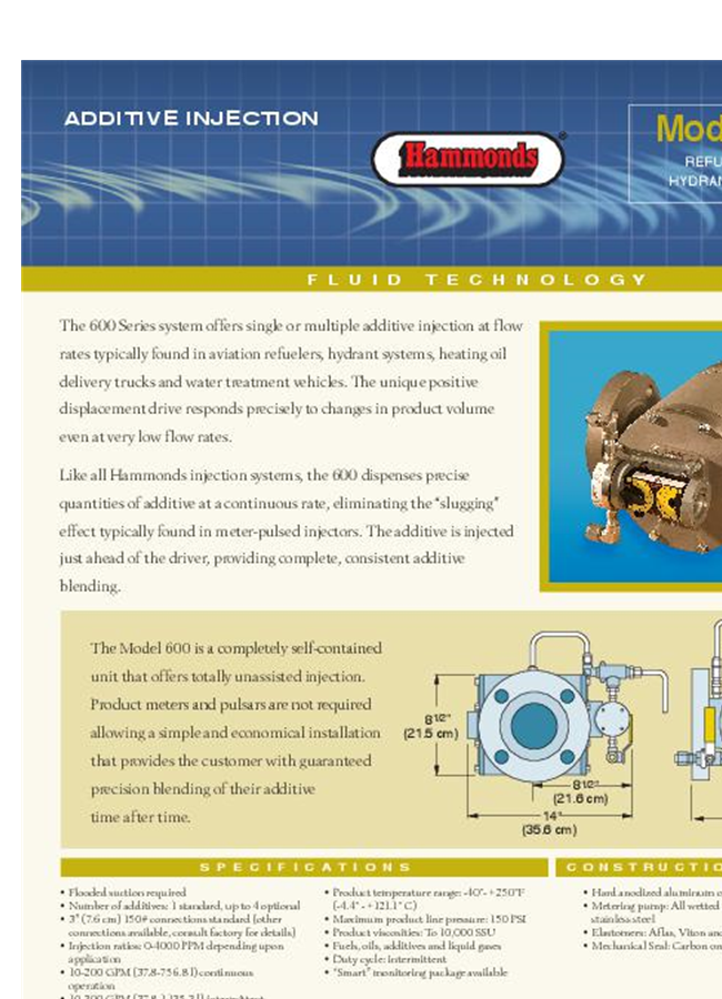 Hammonds - Model 600 - Stationary Injection Systems - Brochure