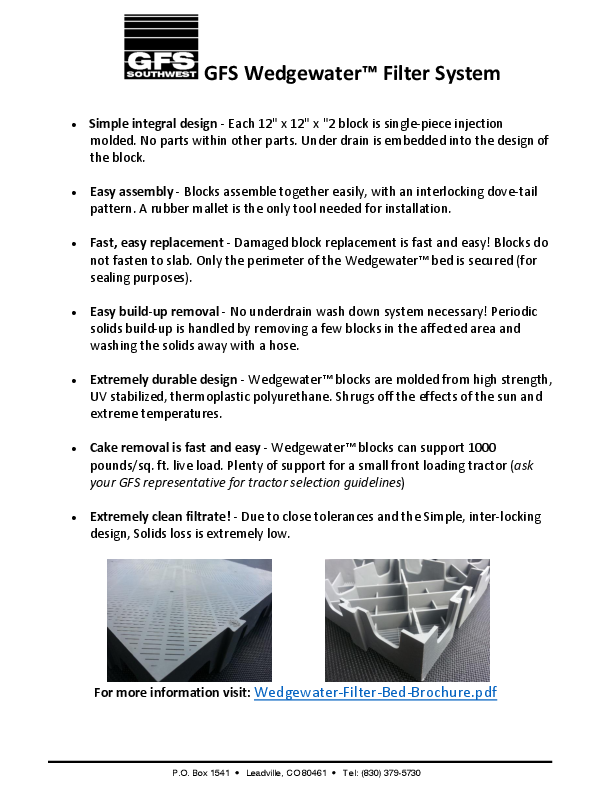 Wedgewater - Filter Bed System Bullet Points - Brochure