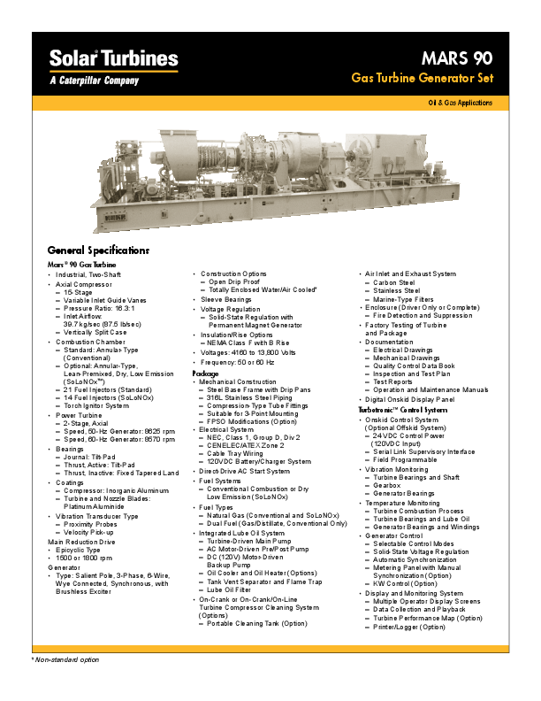 STI - Model Mars 90 - Gas Turbine Generator Set - Brochure