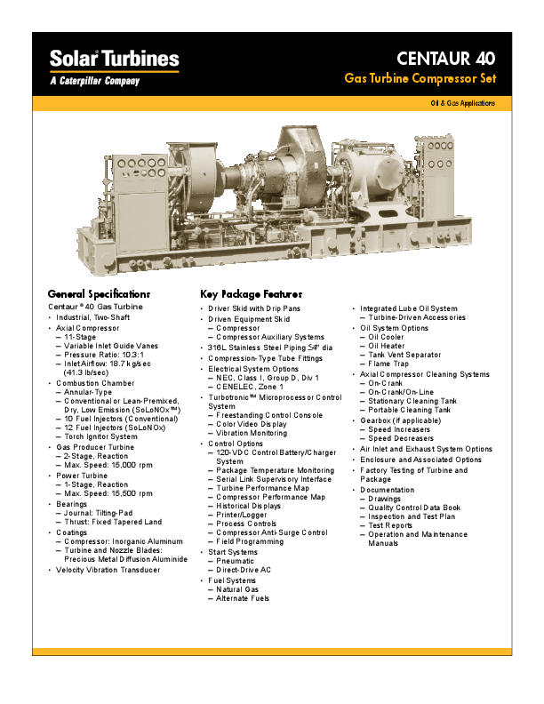 STI - Model Centaur 40 - Gas Compressor Set - Brochure