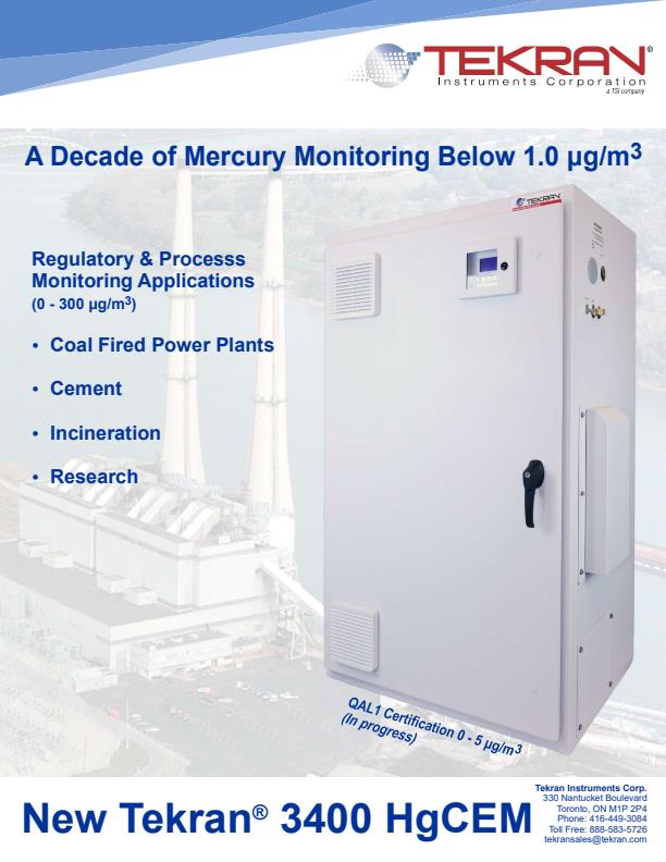 Tekran - Model 3400 Series - Mercury CEM (HgCEM) Systems - Brochure
