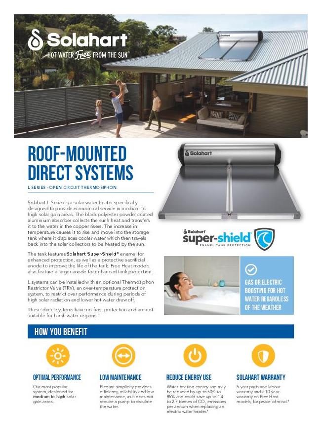 Solahart - Model 302L - 300lt Roof Top Solar System - Brochure