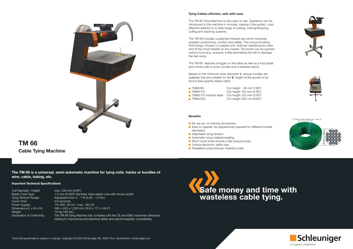 Schleuniger CableCoiler - Model TM 66 - Universal, Semi-Automatic Cable ...